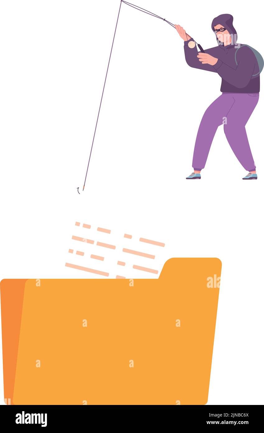 Hacker Stealing Personal Data From User Folder Isolated On White Background Stock Vector Image