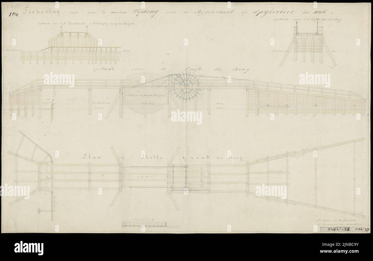 Tekening van wipbrug over de Rijpervaart bij Spijkerboor. Tekening. 57 ...