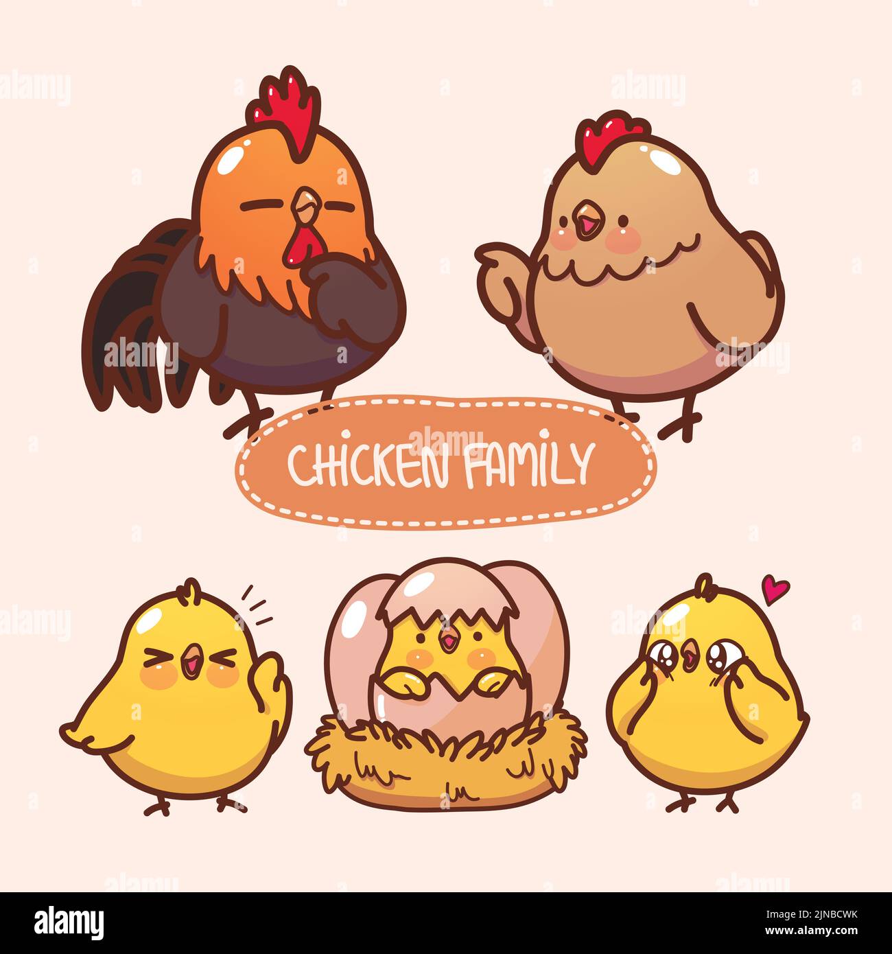 Cute Chicken Family Stock Vector Image & Art - Alamy