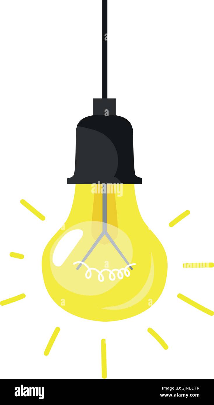 Shining electric light bulb. Yellow lamp icon isolated on white ...