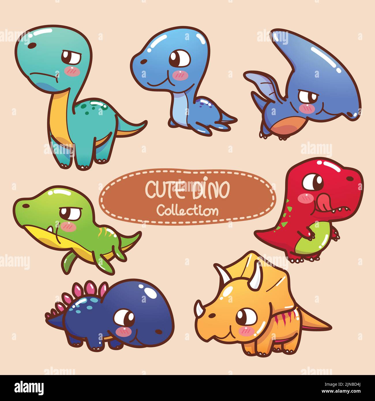 Cute Dinosaurs Collection Stock Vector Image & Art - Alamy
