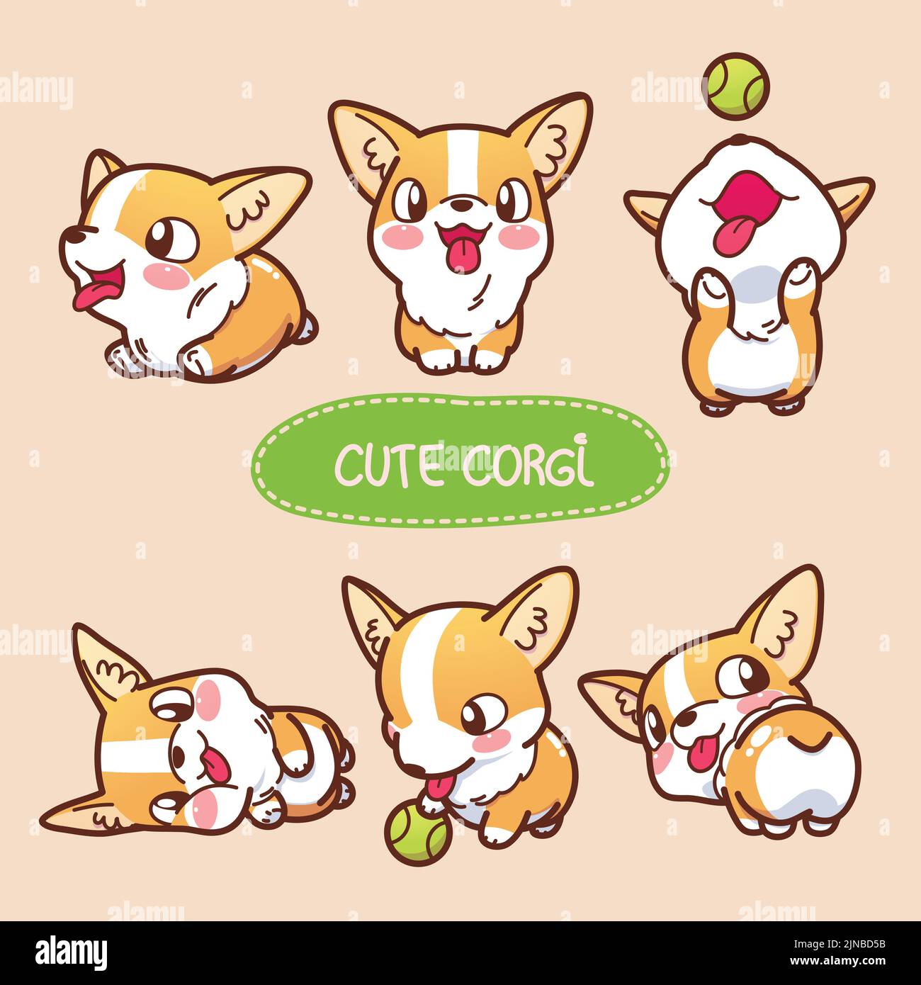 Cute Corgi Collection Stock Vector Image & Art - Alamy
