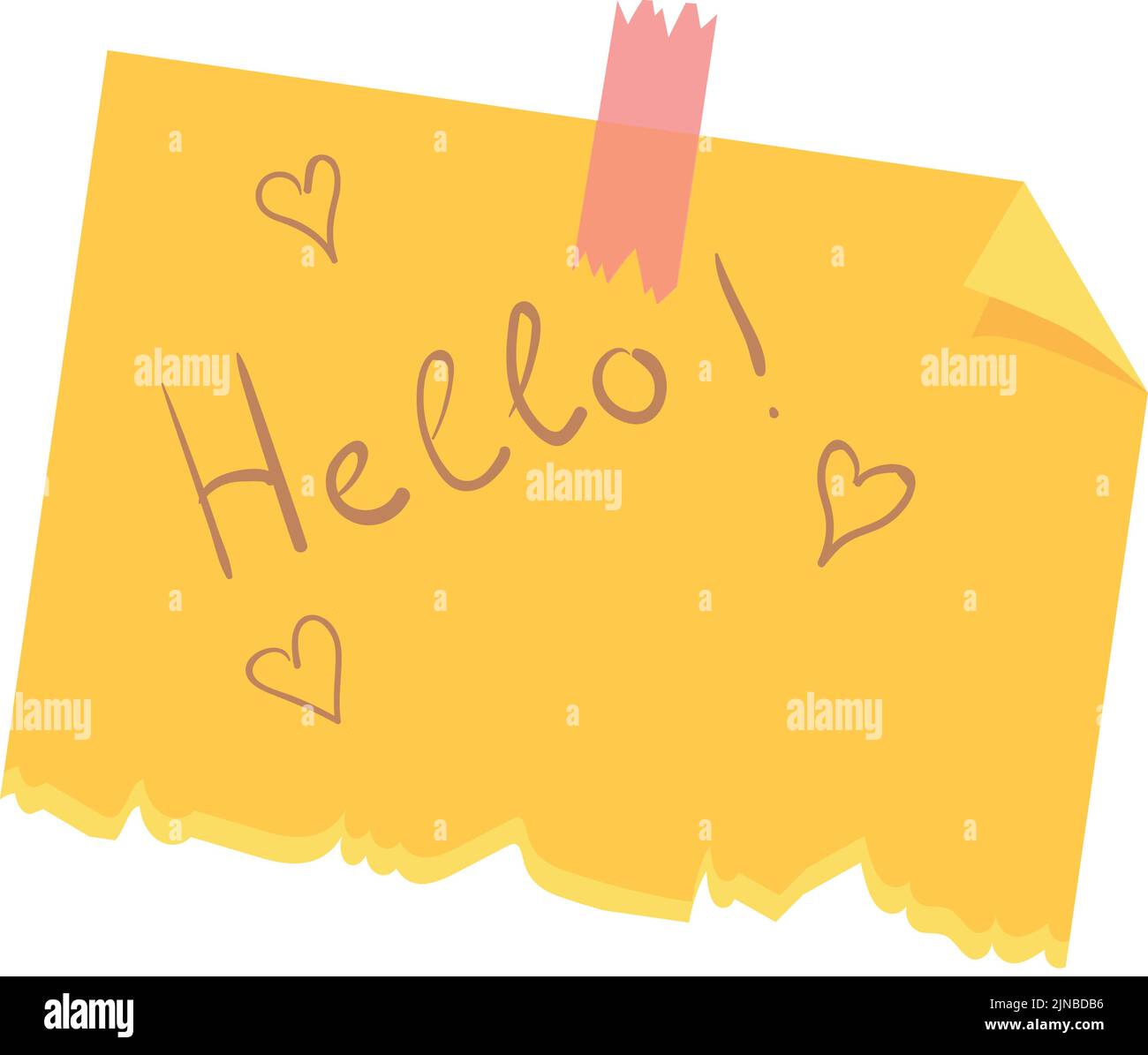 Hello note. Cute paper sticker with handwritting isolated on white ...