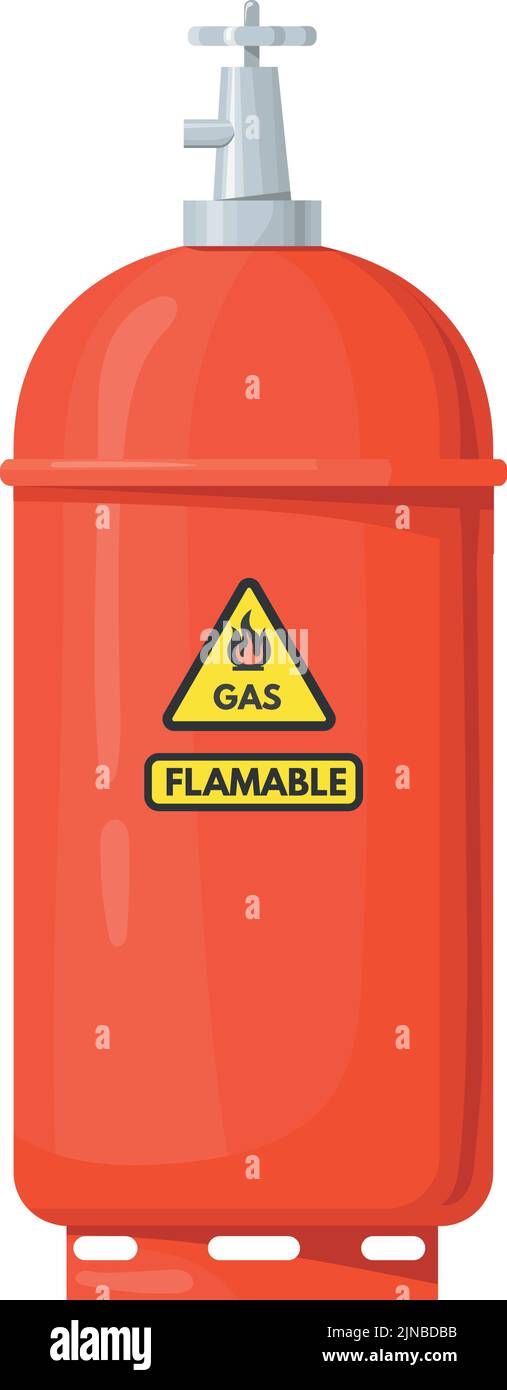 Red gas cylinder. Metal dangerous fuel cartoon container isolated on ...