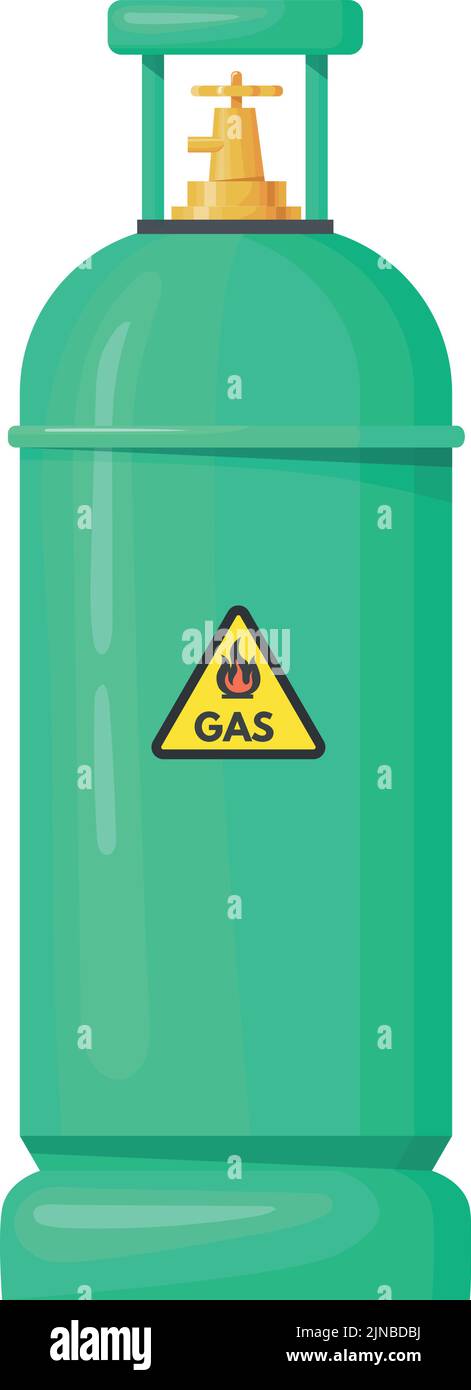 Green tank with flamable gas. Cartoon fuel container isolated on white ...