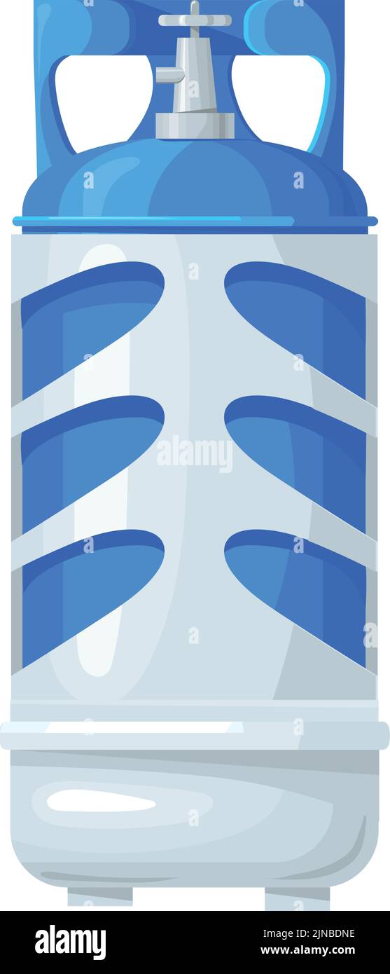 Blue compressed oxygen cylinder. Cartoon gas container isolated on ...