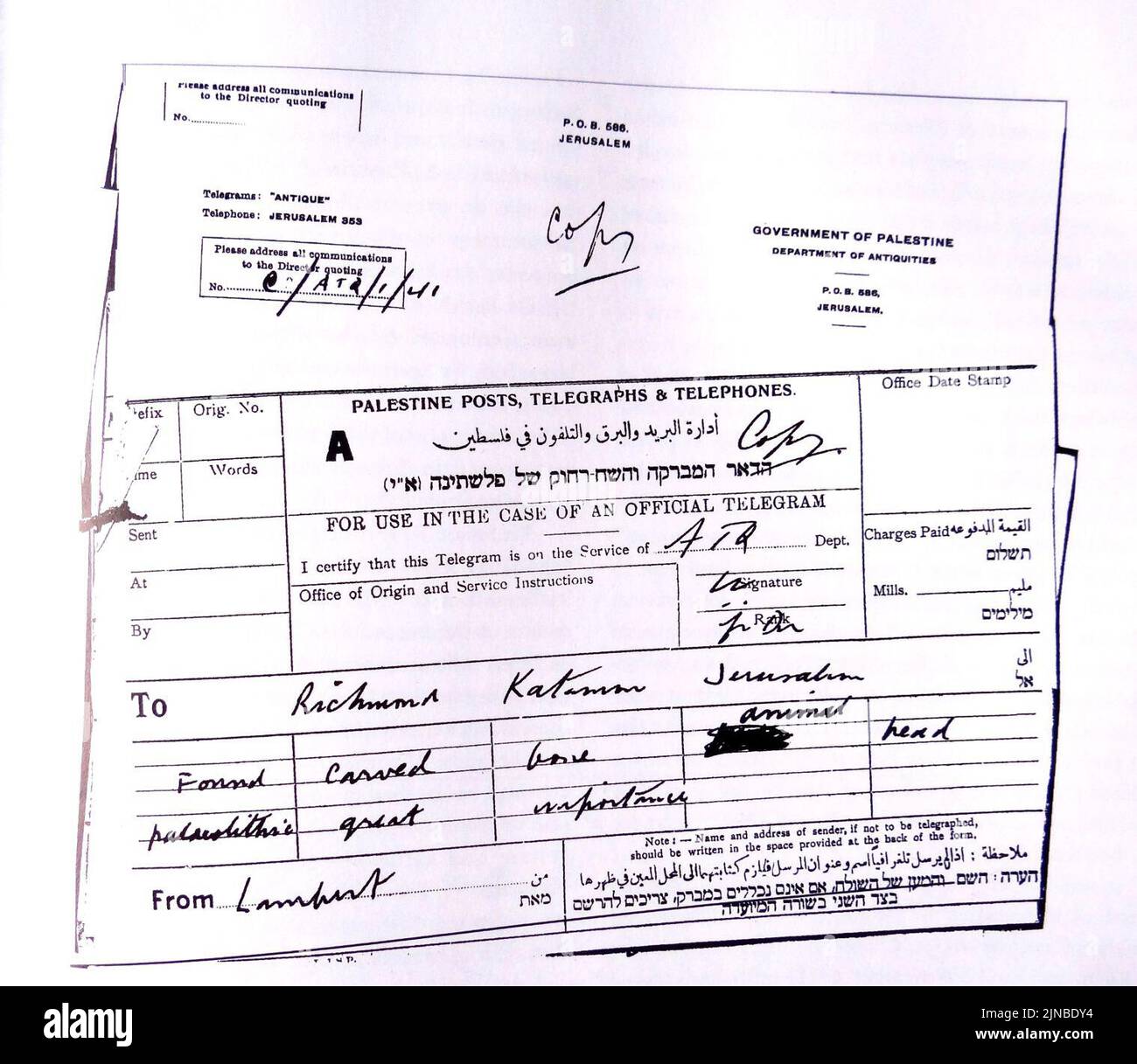 Telegram of Charles Lambert that announed the discovery of a first ...