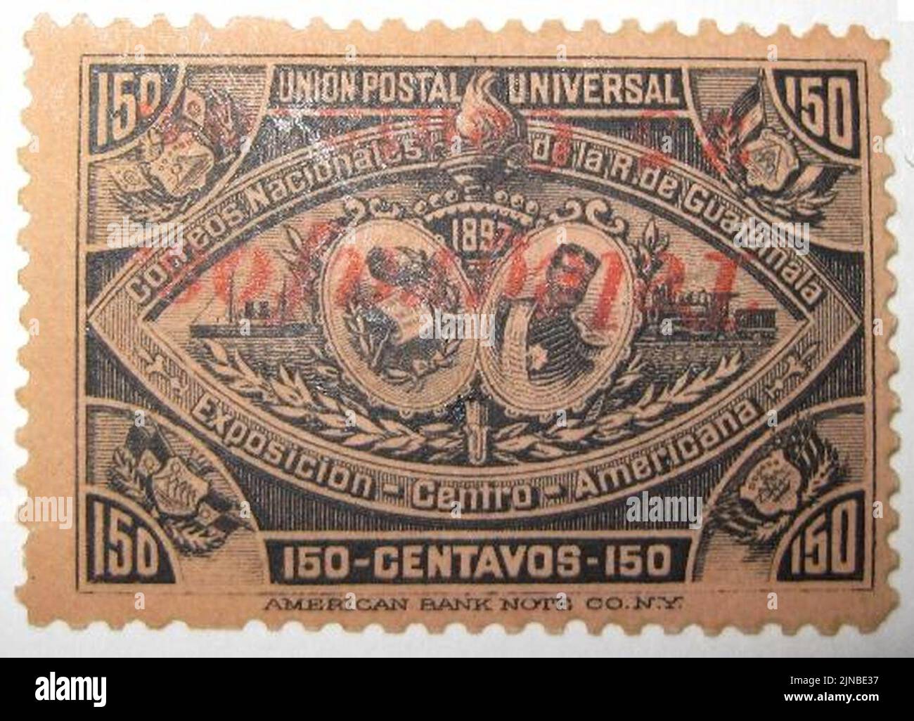Telegraph stamp of Guatemala inverted overprint Stock Photo - Alamy