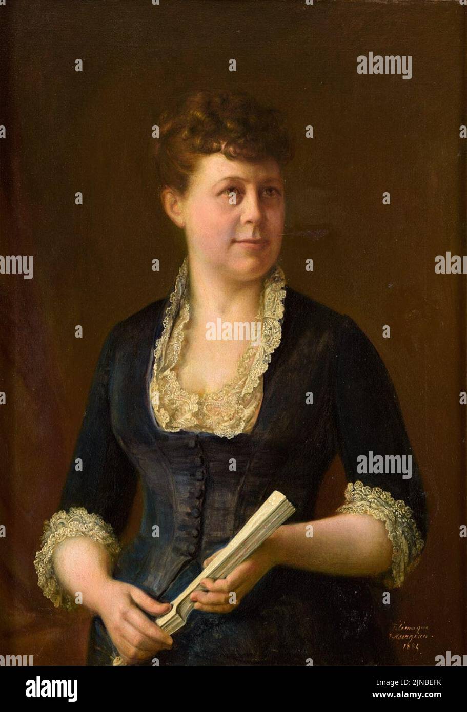 Telemaque Eksergian Lady with a fan Stock Photo - Alamy