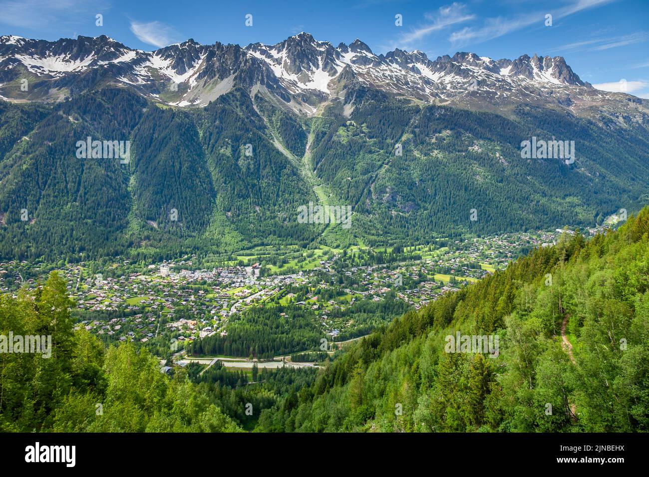Chamonix village and Mont Blanc Massif in Haute Savoie, French Alps Stock Photo - Alamy