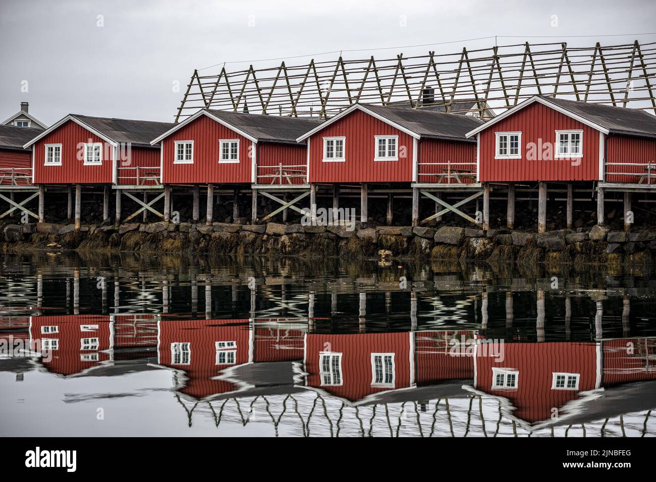 Rorbuer red huts in Hamnoy, Lofoten Islands, Norway Stock Photo - Alamy