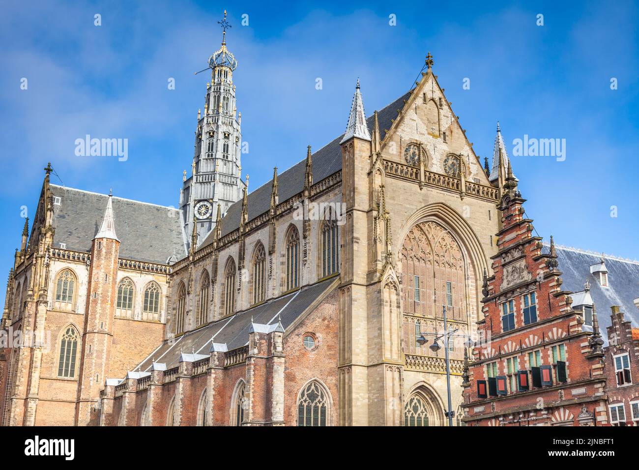 Amsterdam clock tower, cathedral and dutch architecture, Netherlands ...