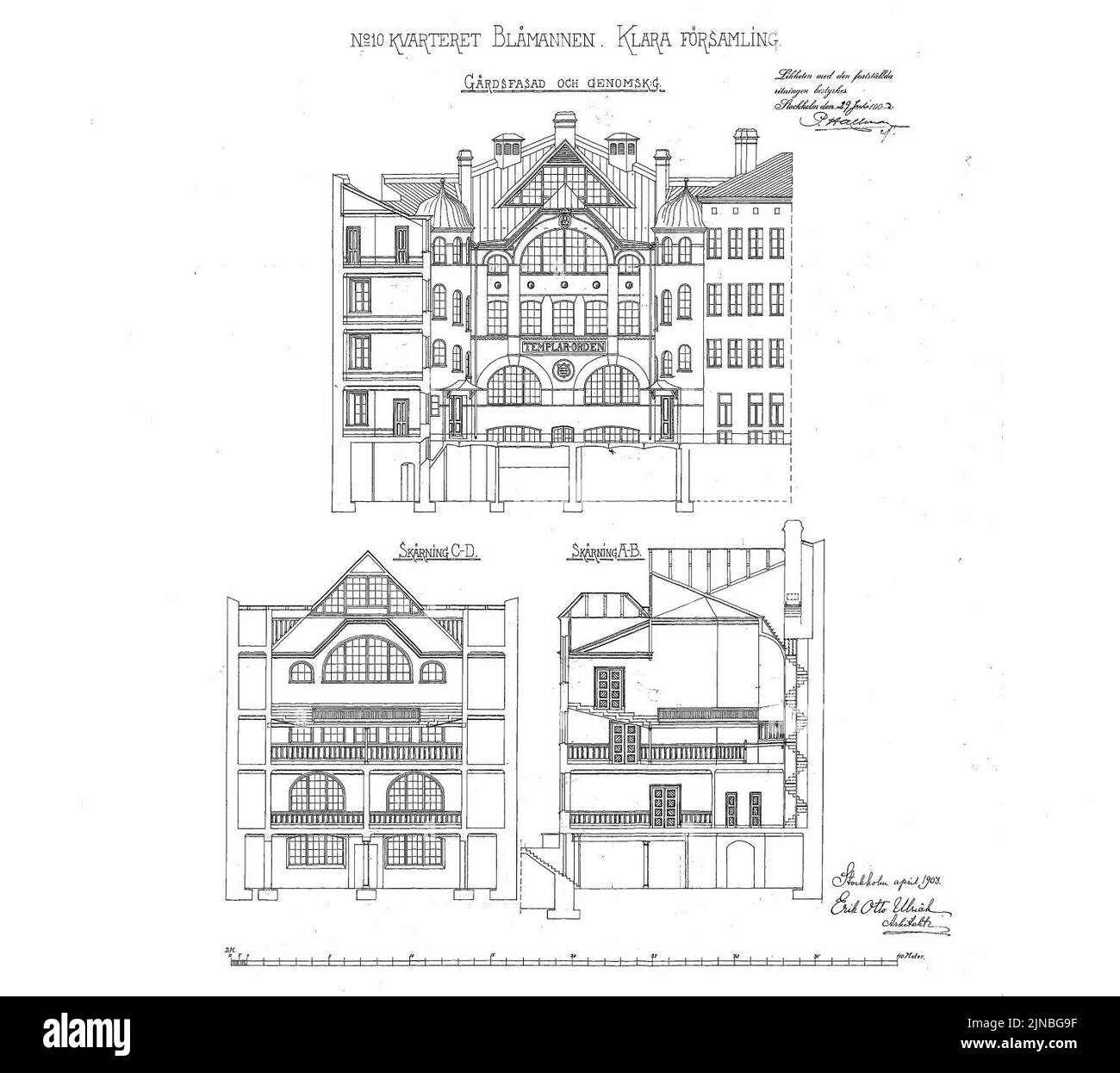 Templarordens hus, Bryggargatan, ritning 1903a Stock Photo - Alamy