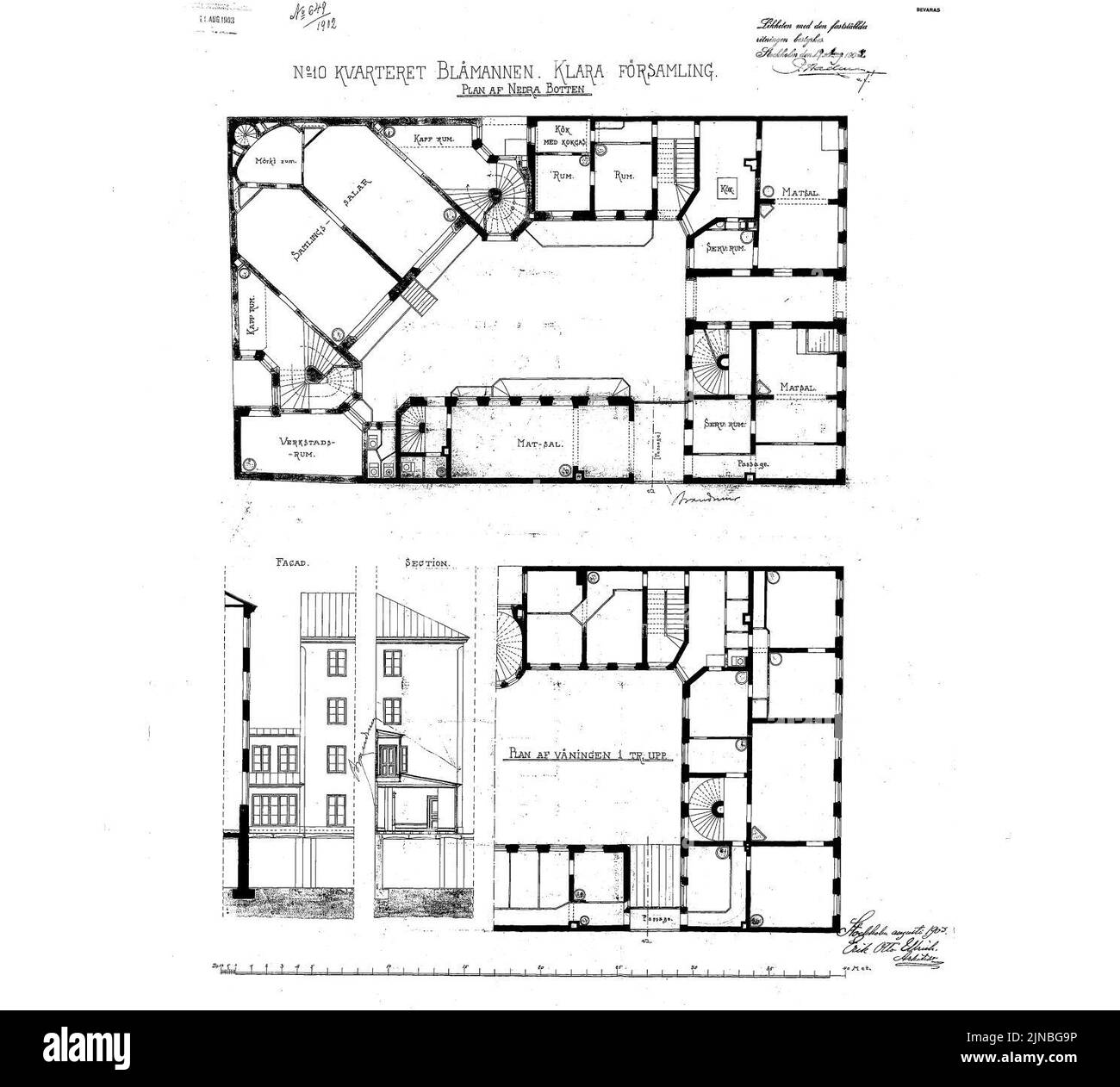 Templarordens hus, Bryggargatan, ritning 1903b Stock Photo - Alamy