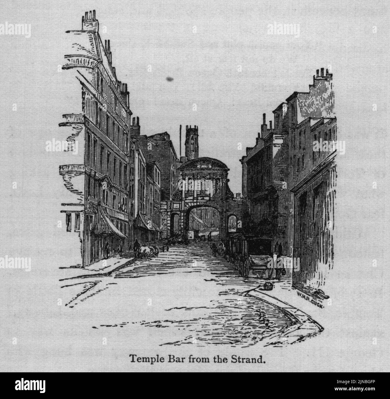 Temple Bar from the Strand - Walks in London, Augustus Hare, 1878 Stock ...