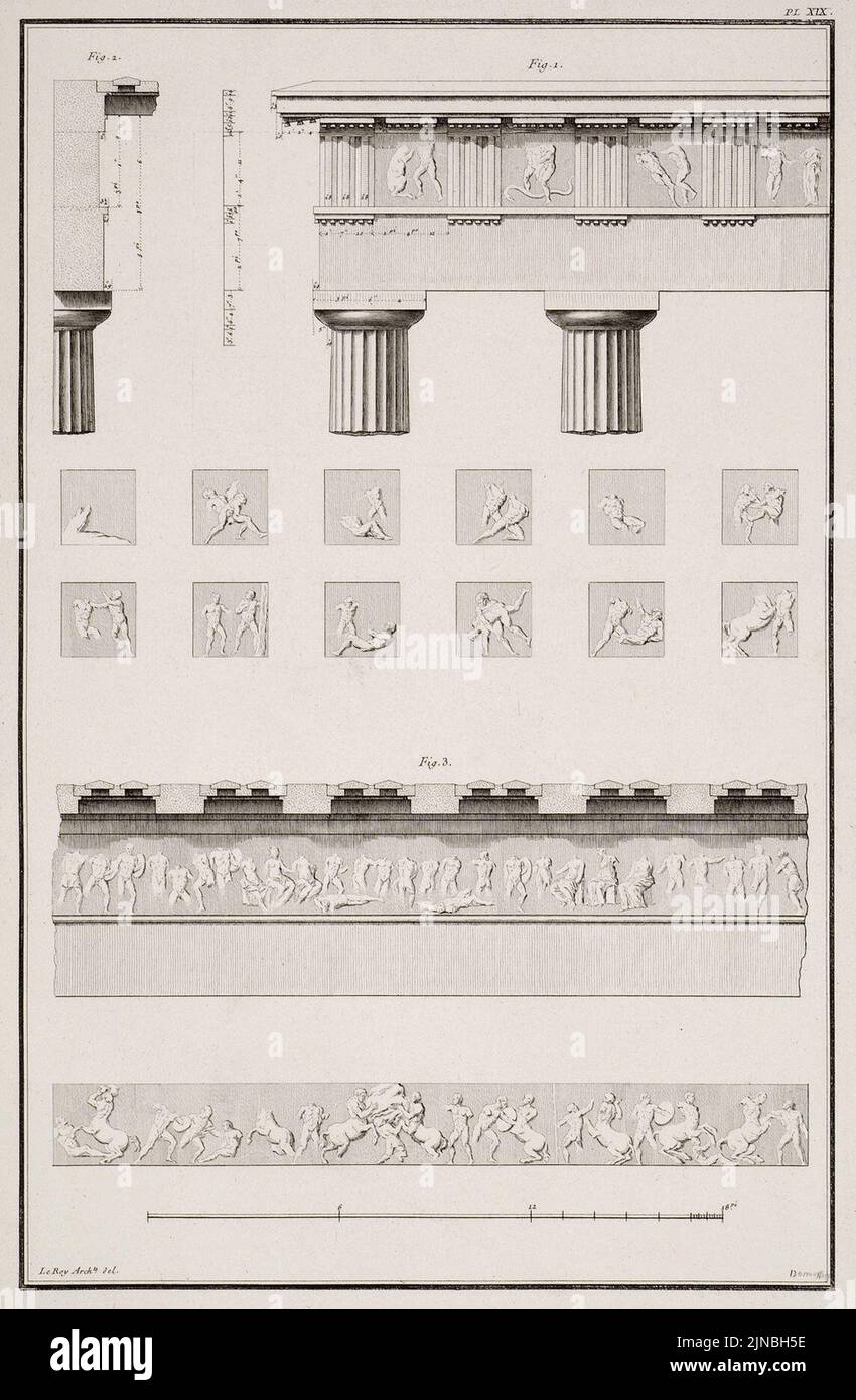 Temple of Hephaestus (Theseion), Athens- 1 Elevation of the east side ...