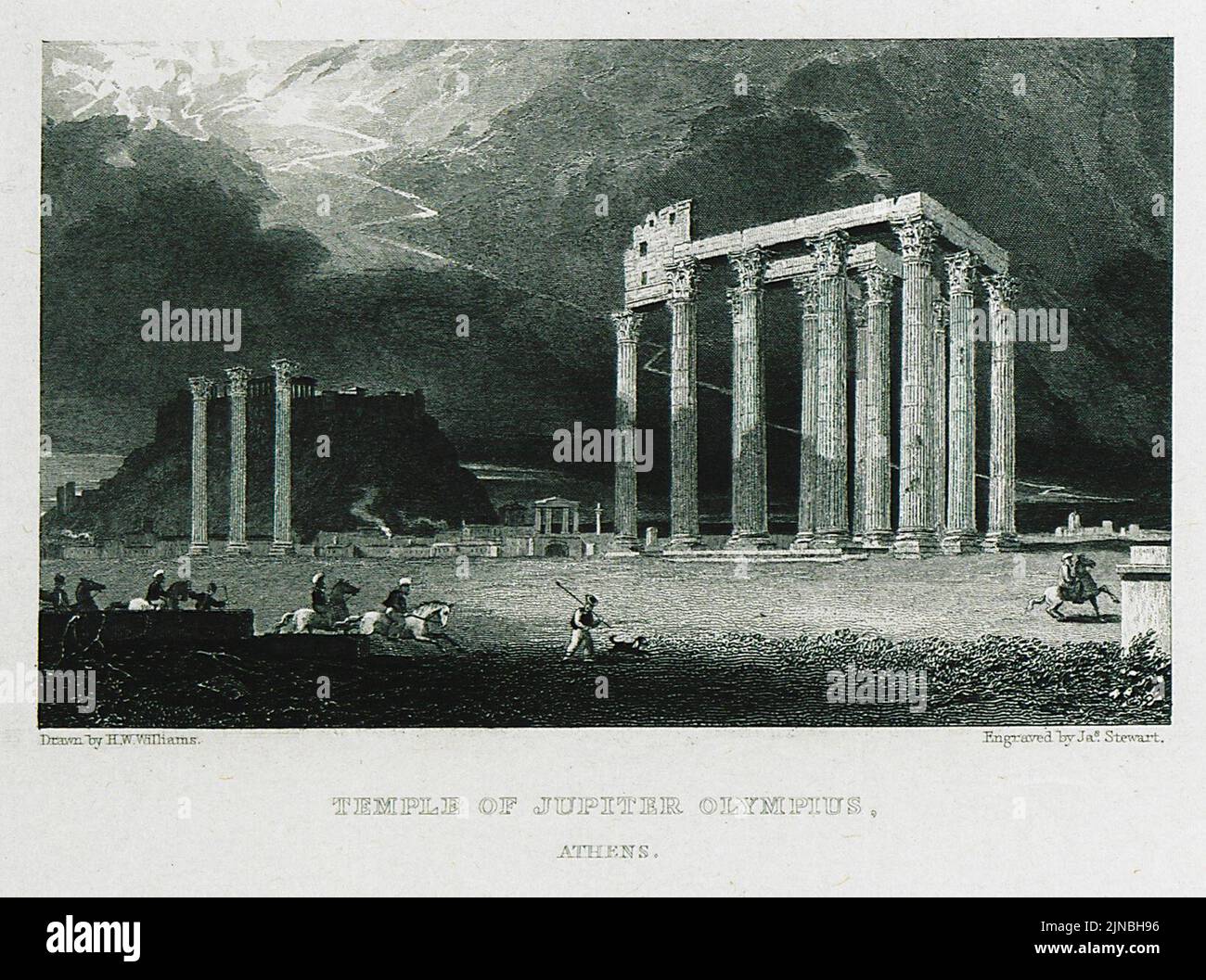 Temple of Jupiter Olympus, Athens - Williams Hugh William - 1829 Stock ...
