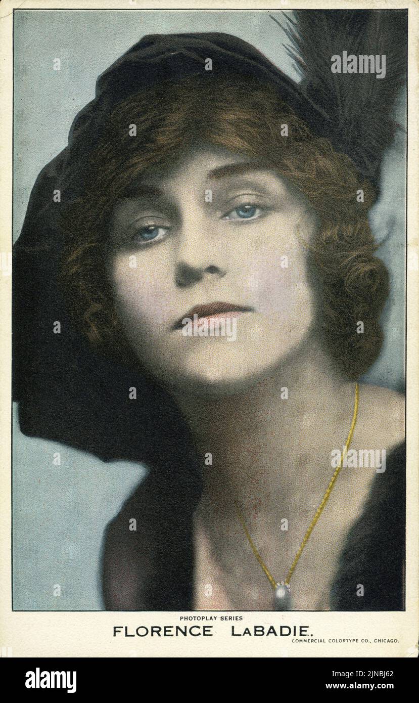 Vintage colorized portrait of actress Florence LaBadie for postcard ...