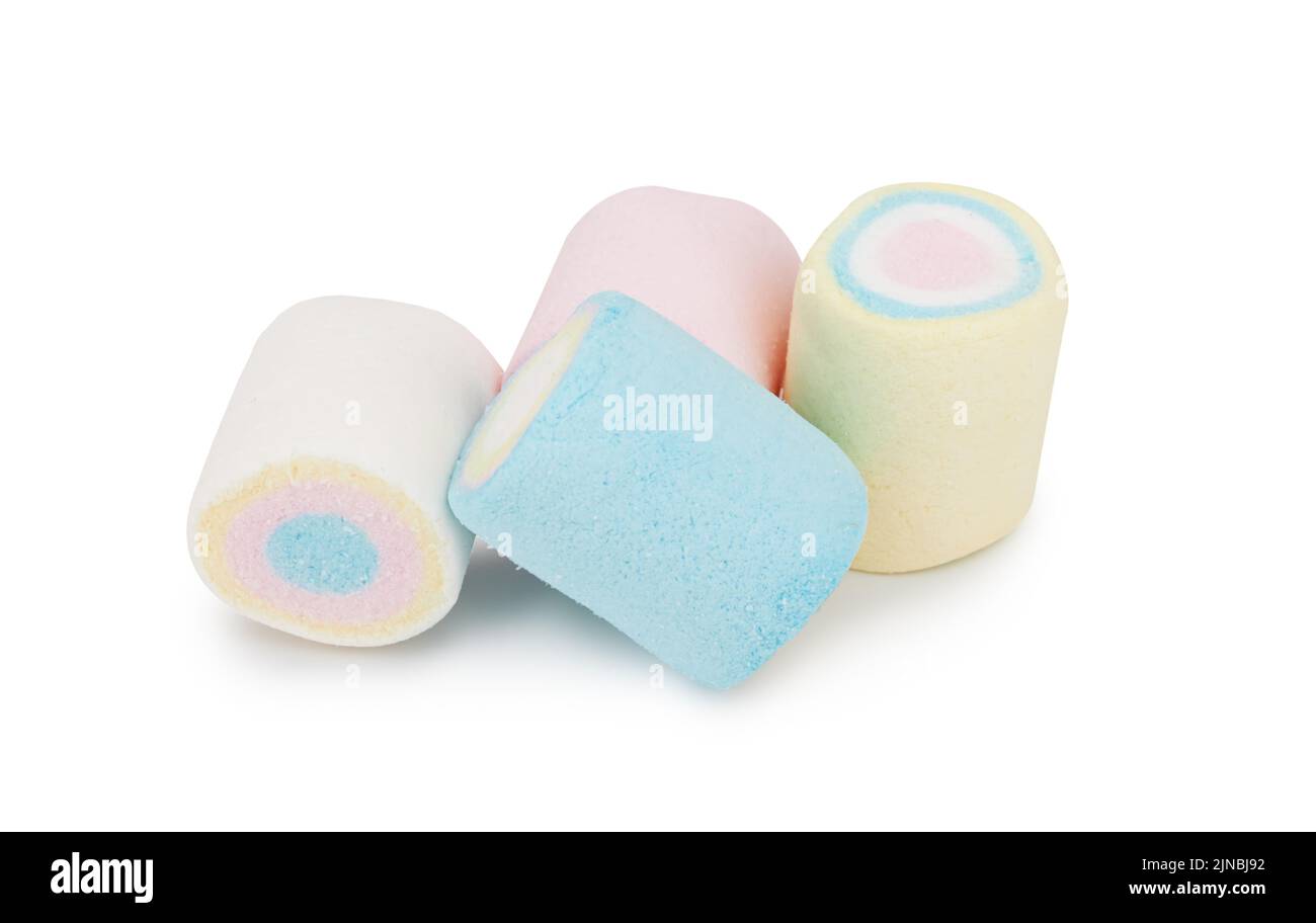 Marshmallows of different colors isolated on white background Stock ...
