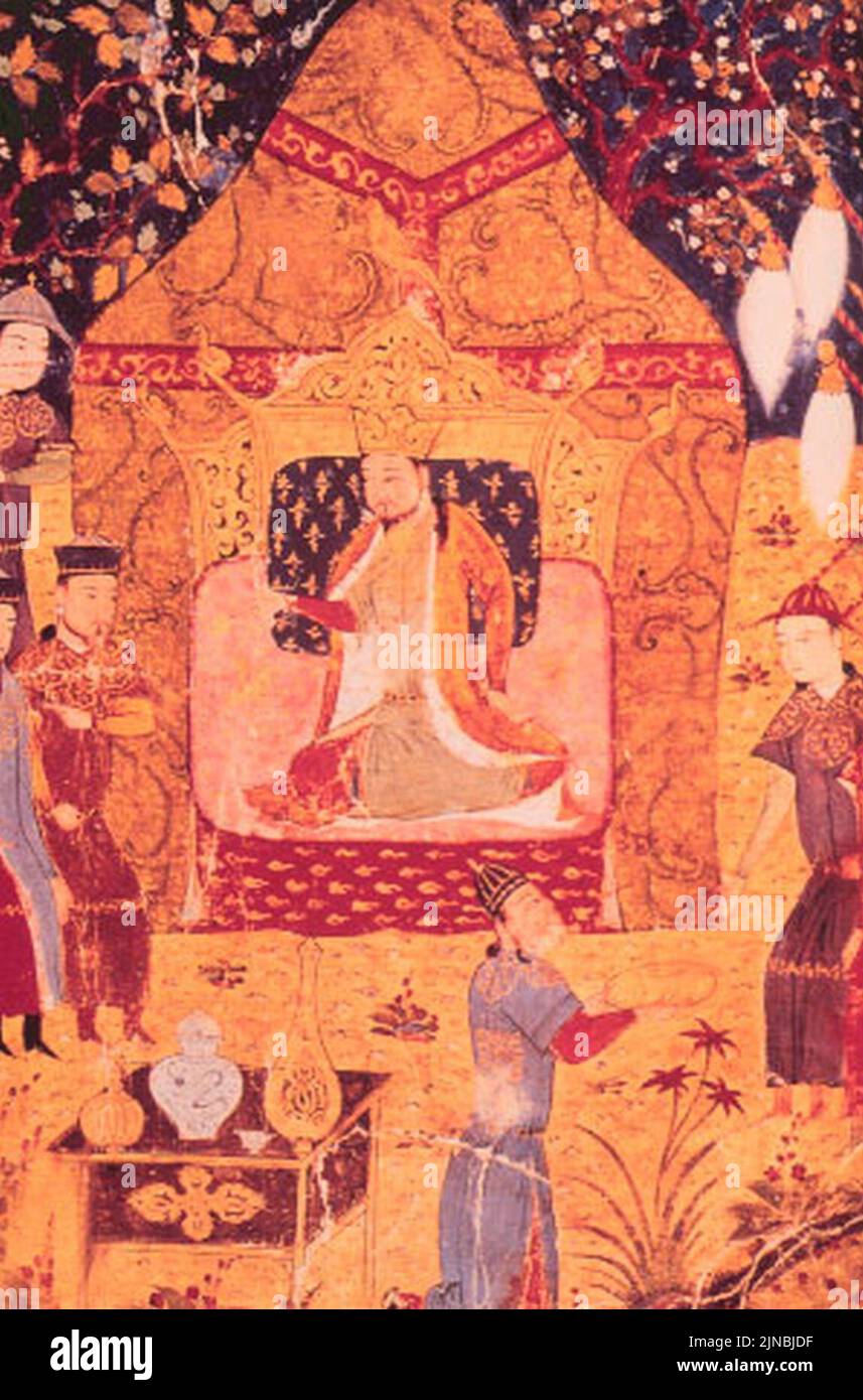 Temujin proclaimed Chinggis Khan, from a manuscript of Rashid al-Din ...