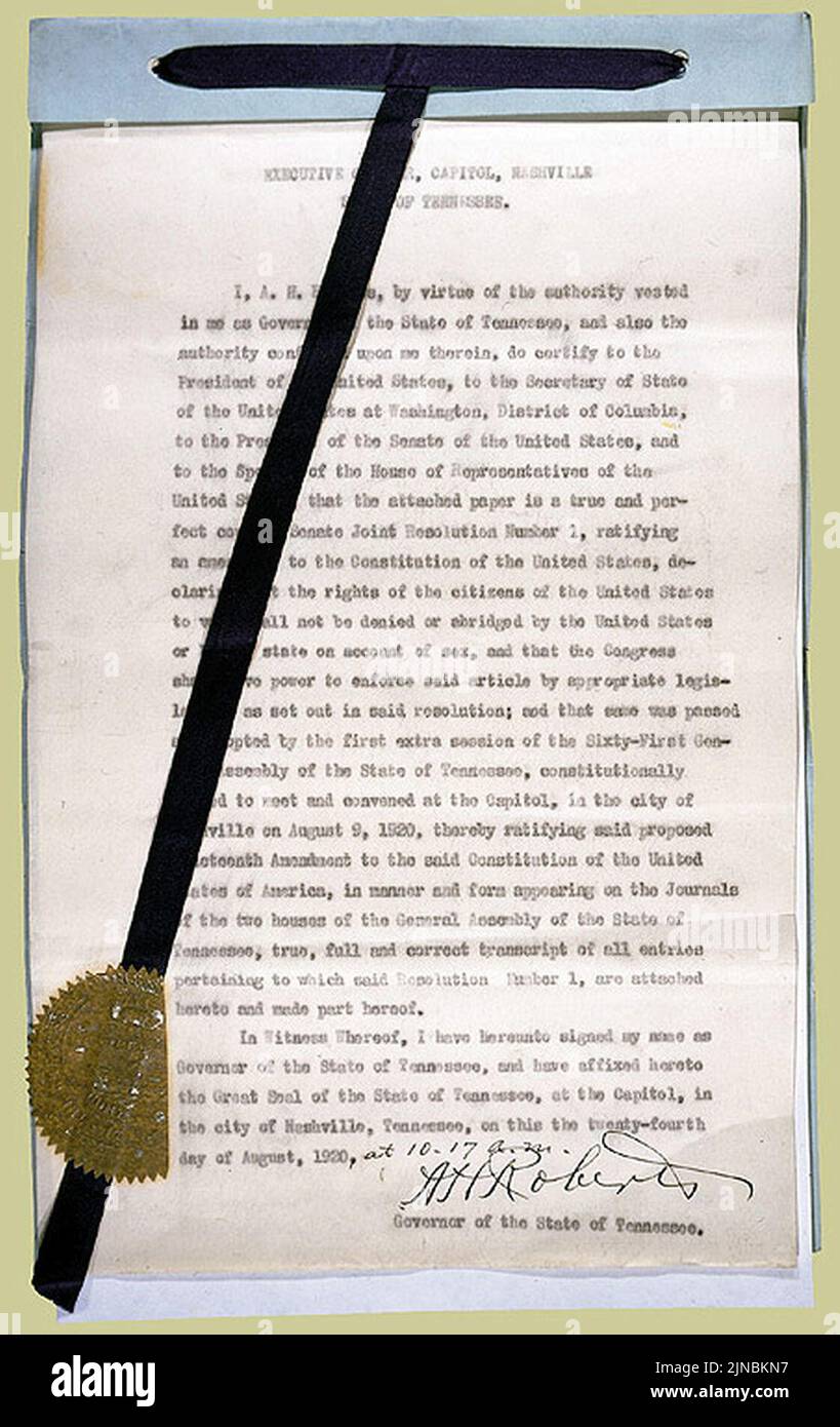 Tennessee Ratifies 19th Amendment Stock Photo - Alamy