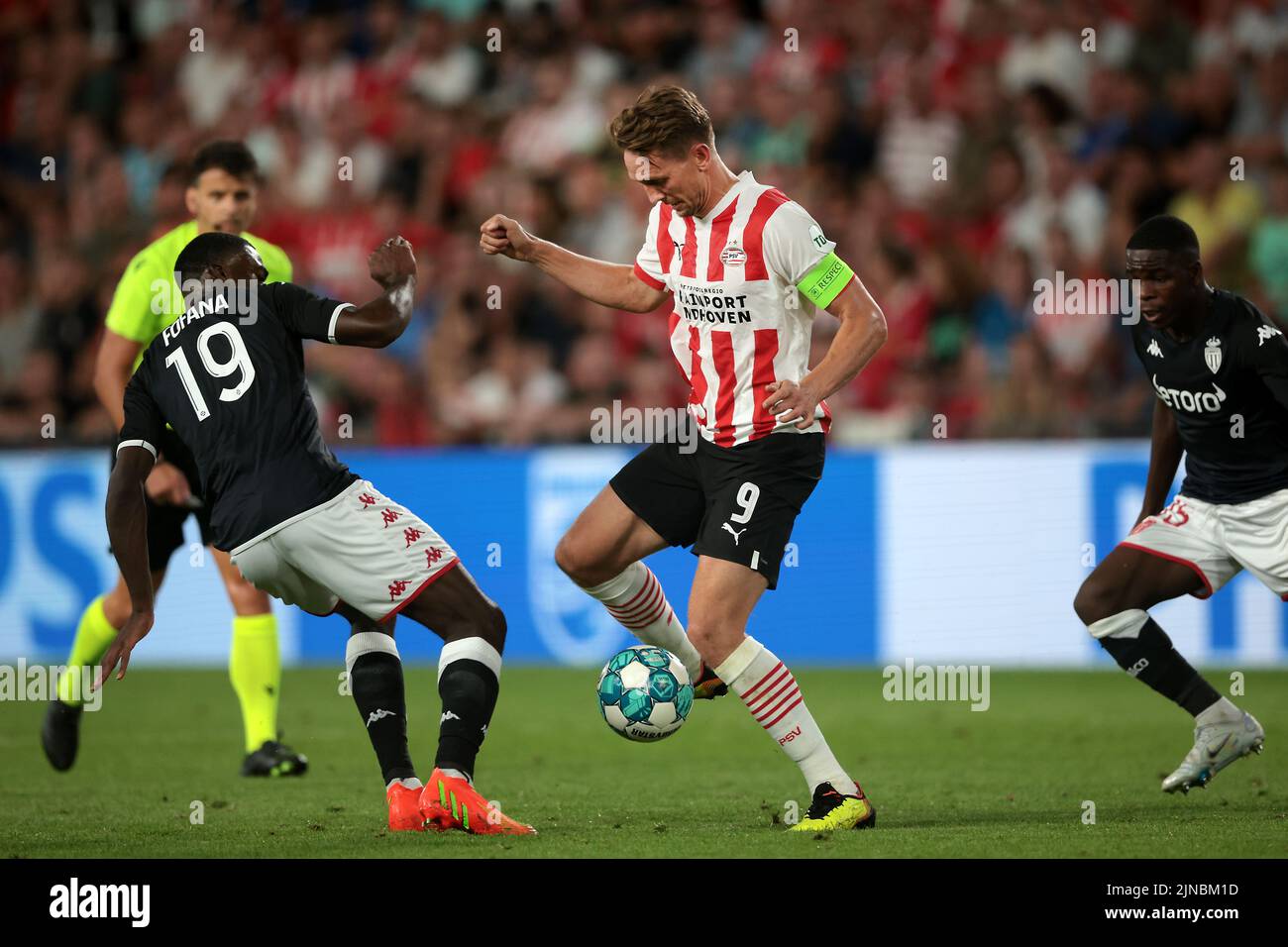 EINDHOVEN - (lr), Youssouf Fofana of AS Monaco, Luuk de Jong of PSV ...