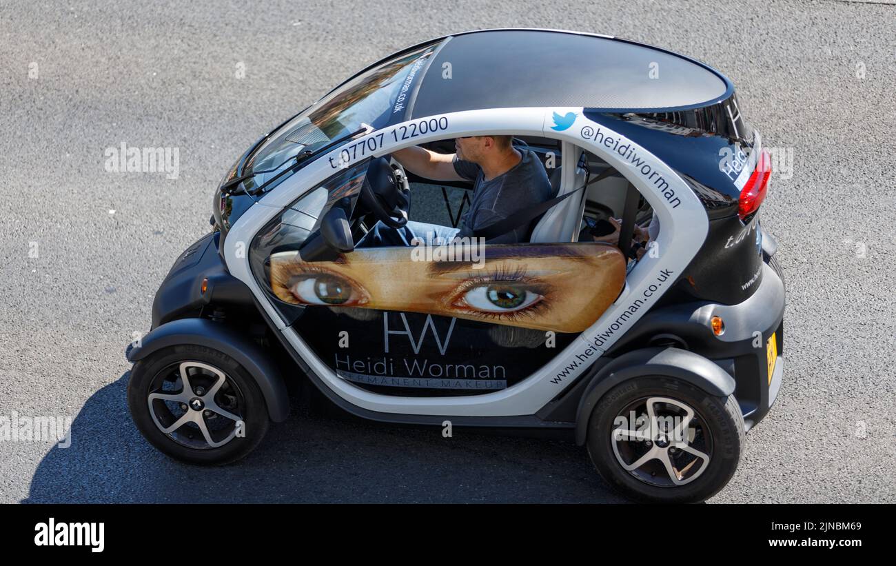 Environmentally friendly Renault Twizy electric microcar side top view ...