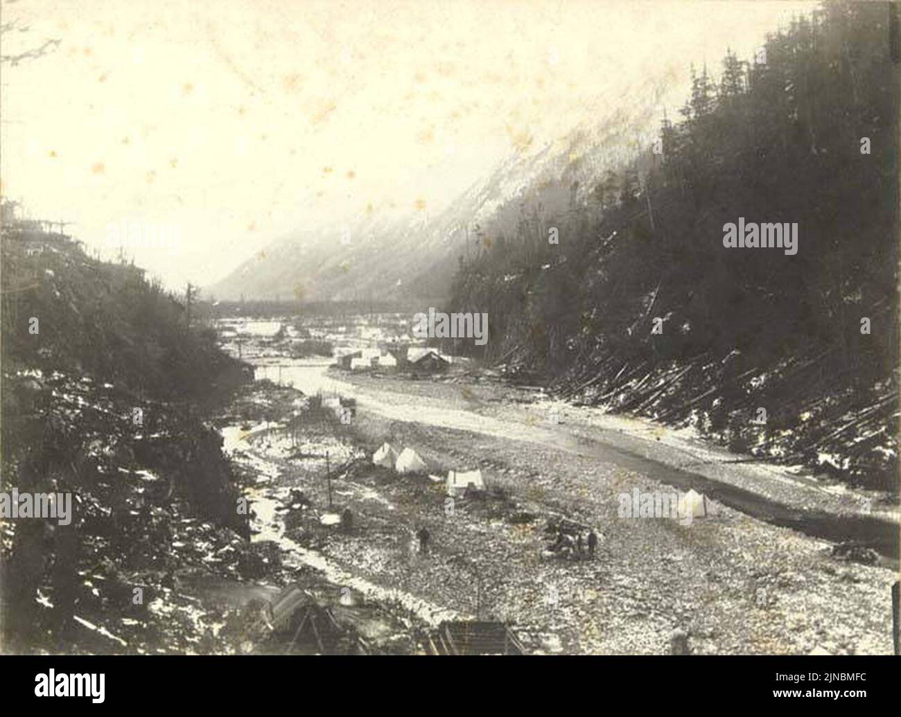 Tent settlement at Canyon City beside the Dyea River, Chilkoot Trail ...