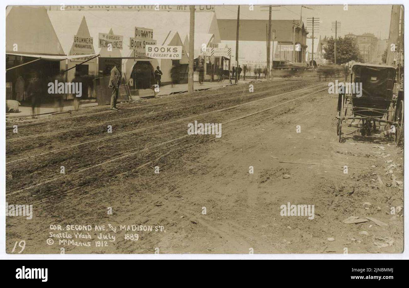 Tents at Second Ave and Madison St after Great Fire, July 1899 Stock ...