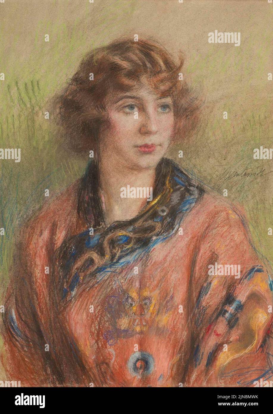 Teodor Axentowicz - Portret kobiety w chińskiej ślubnej szacie kobiecej ...