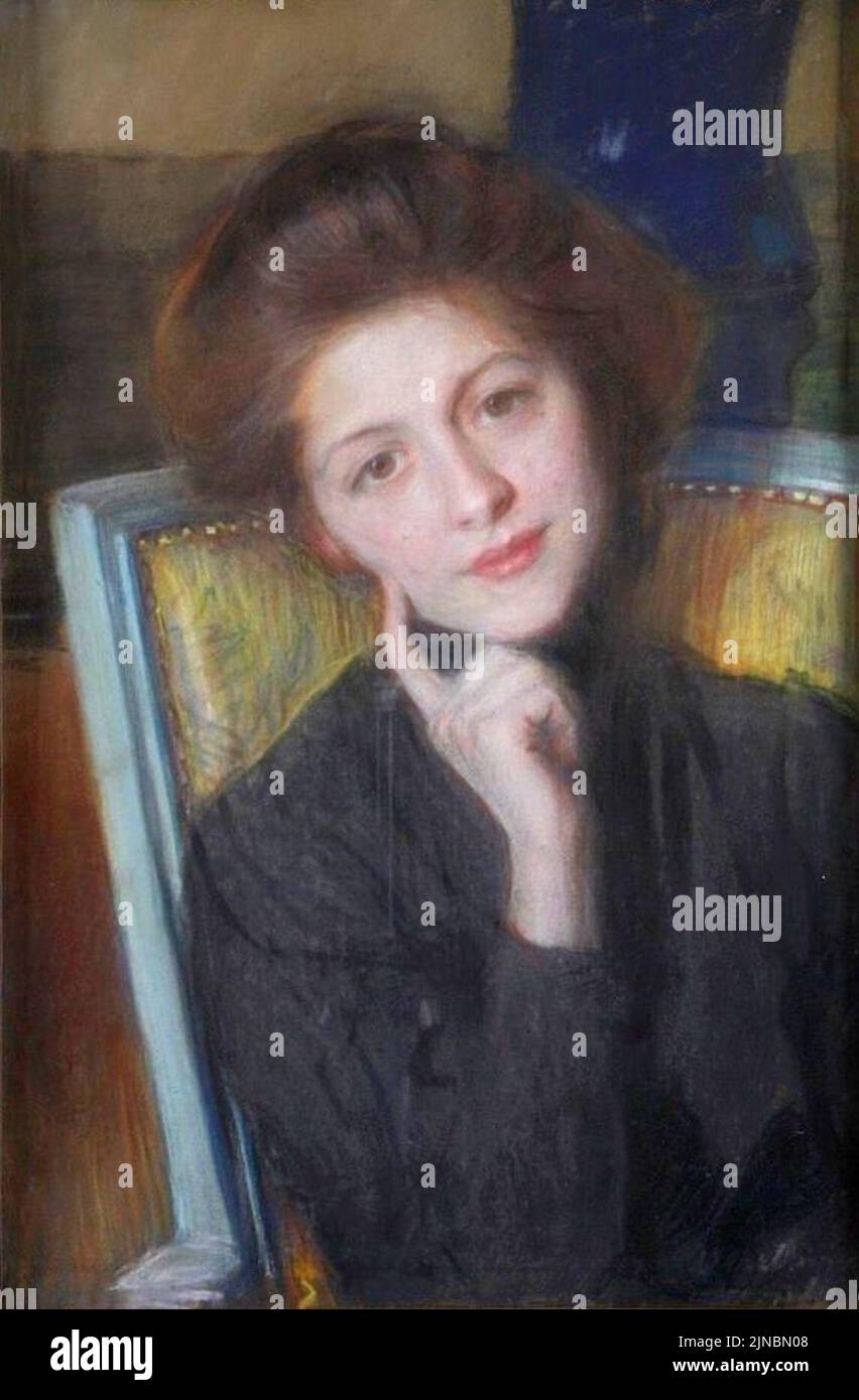 Teodor Axentowicz - Portret Marii z Muszyńskich Zakrzewskiej Stock ...