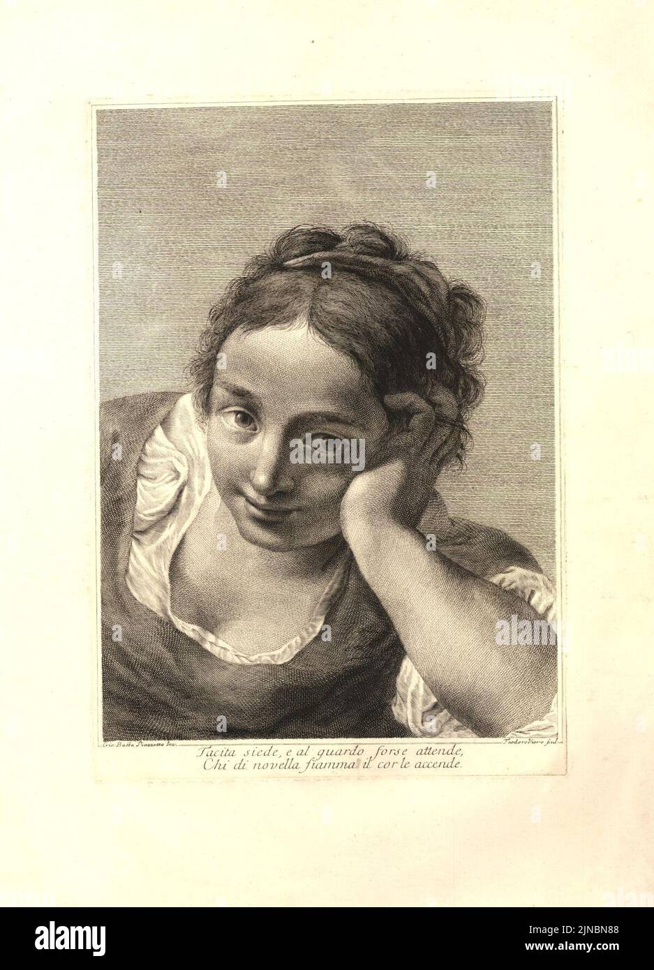 Teodoro Viero - Head and shoulders of a young woman, resting her head ...