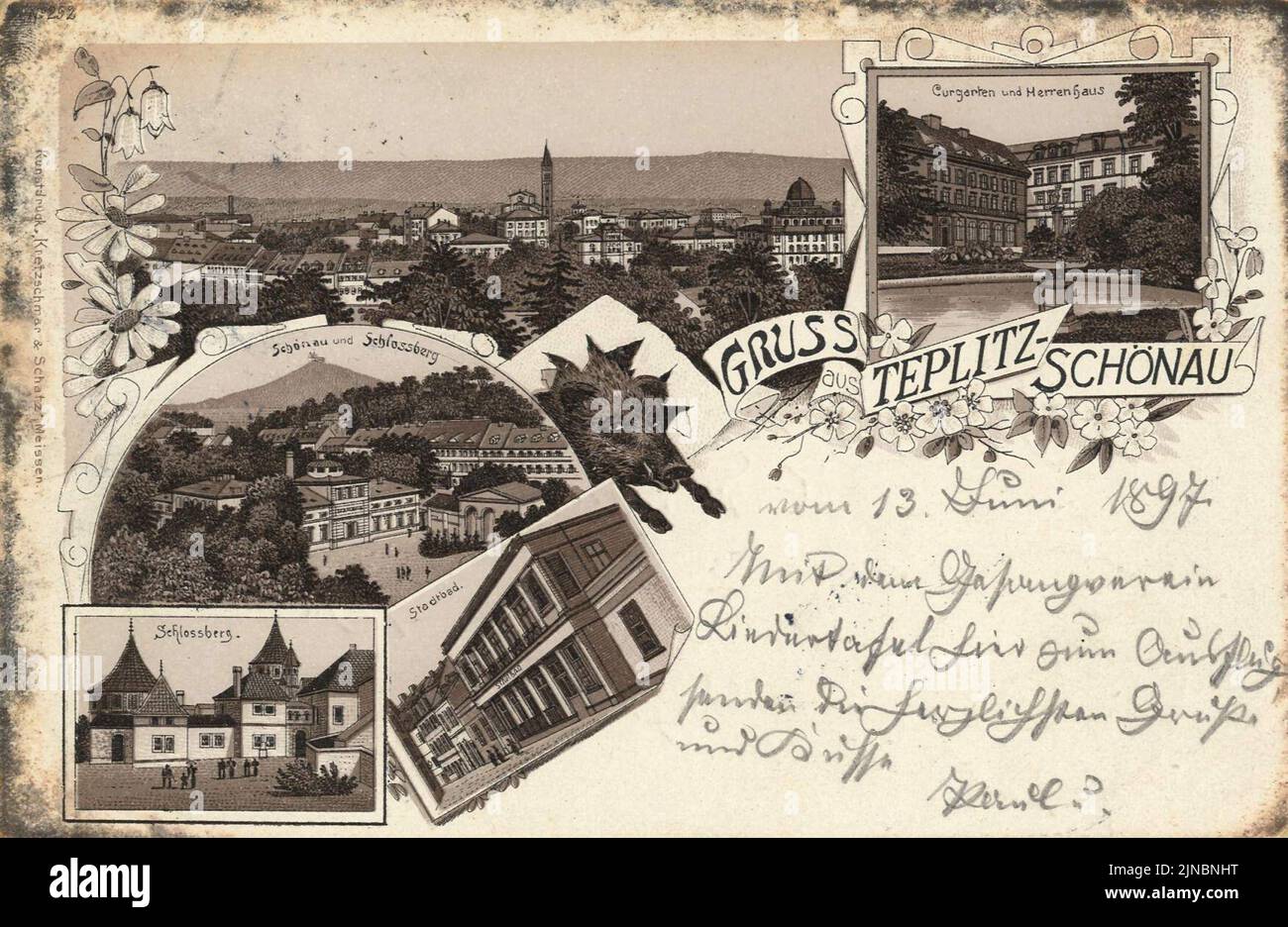 Teplitz (CZ), Tschechien - Kurgarten und Herrenhaus; Schönau und ...