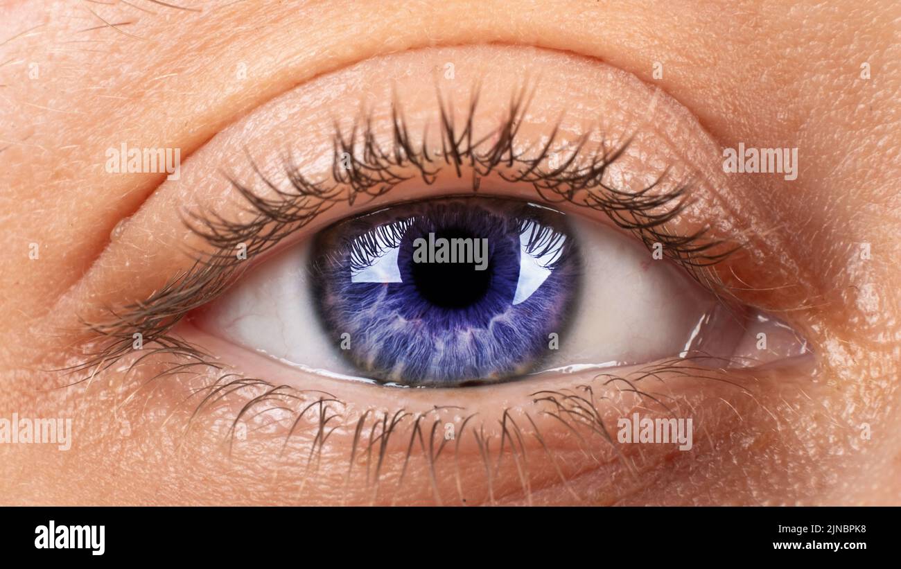 beautiful blue blind female eye close up Stock Photo - Alamy