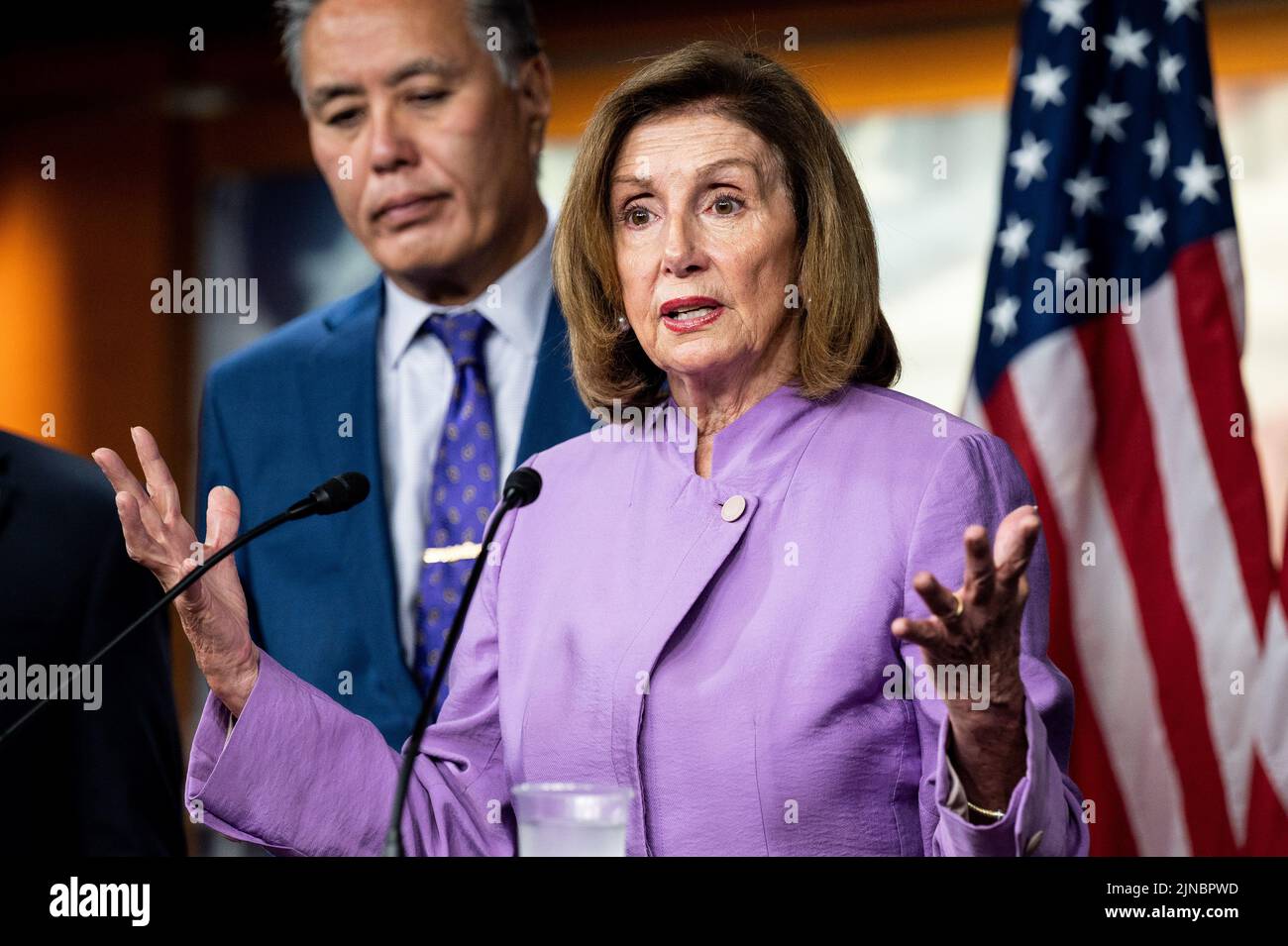House Speaker Nancy Pelosi (D-CA) speaking about a recent Congressional ...