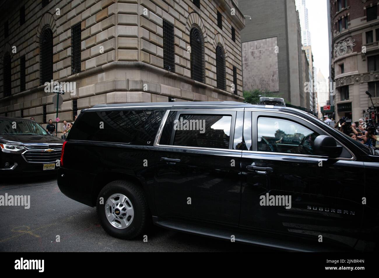 New York, United States. 10th Aug, 2022. SUV in Trump's motorcade ...