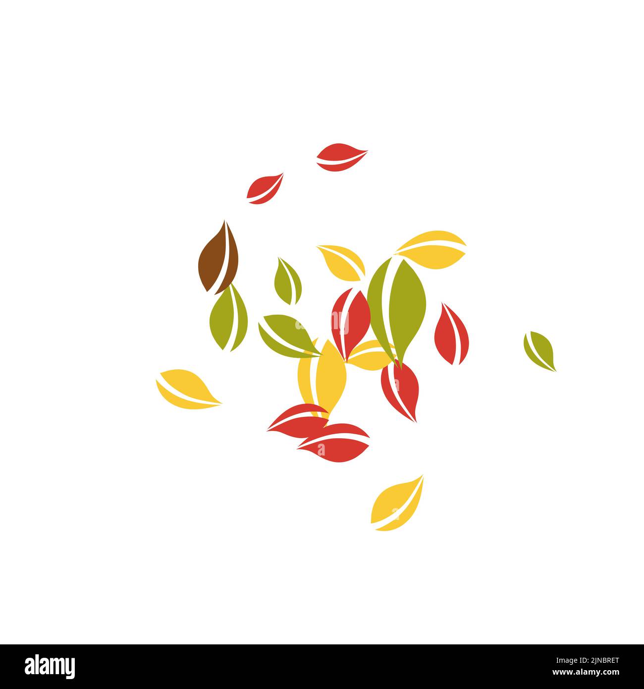 Falling autumn leaves. Red, yellow, green, brown chaotic leaves flying. Explosion colorful ...