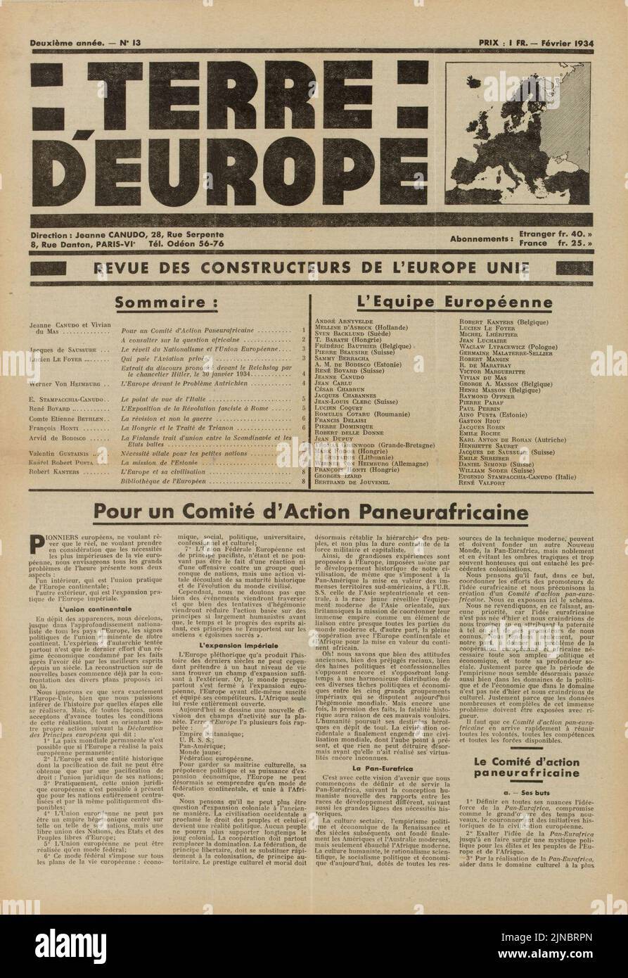 Terre d'Europe n° 13 - février 1934 Stock Photo - Alamy