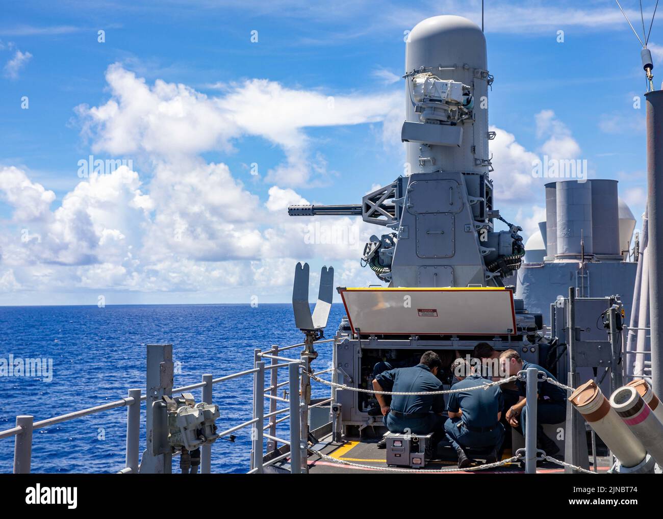 SOUTH CHINA SEA (Aug. 5, 2022) Sailors conduct maintenance on the ...