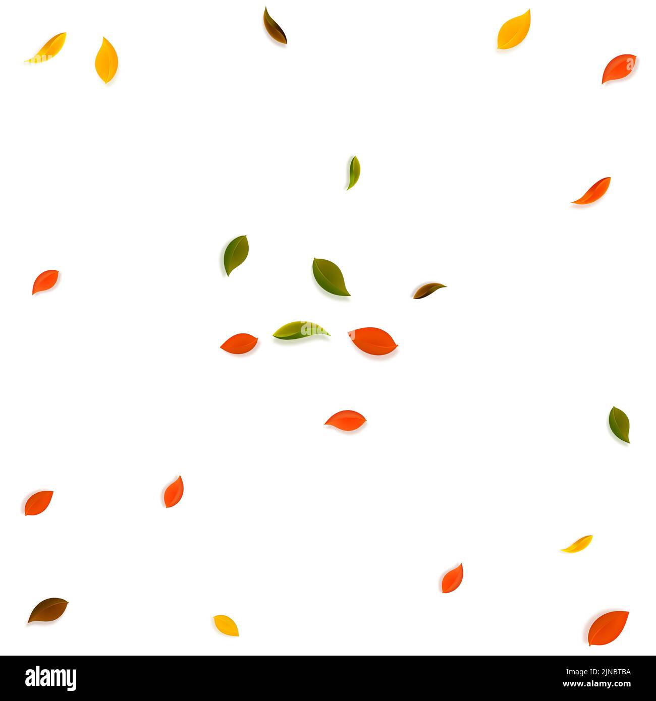 Falling autumn leaves. Red, yellow, green, brown random leaves flying. Explosion colorful ...