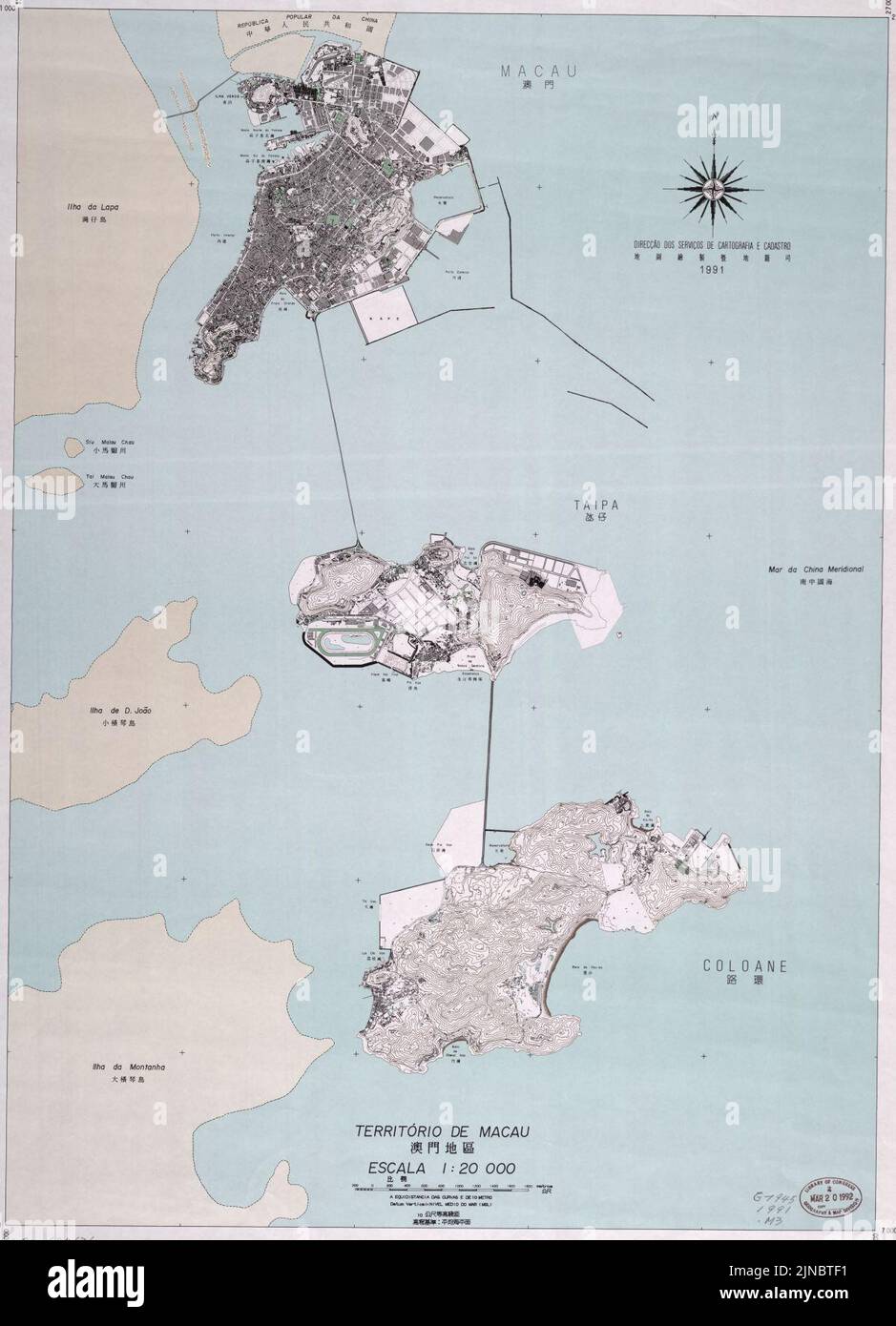 Território de Macau, escala 1-20 000 = (Ao-men ti chʻü, pi li) 1-20 000 ...