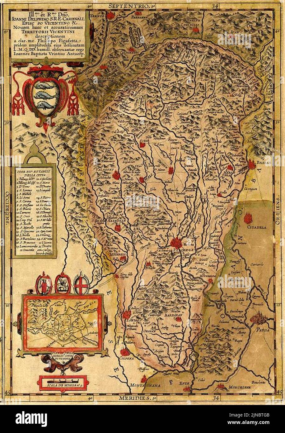 Territorii Vicentini descriptionem map 1608 Stock Photo - Alamy