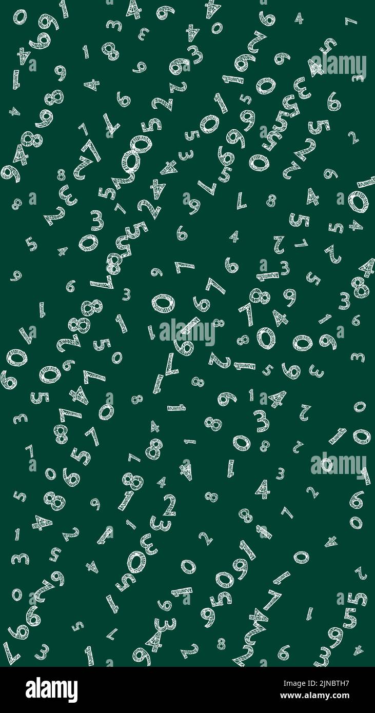 Falling sketch chalk numbers. Math study concept with flying digits ...
