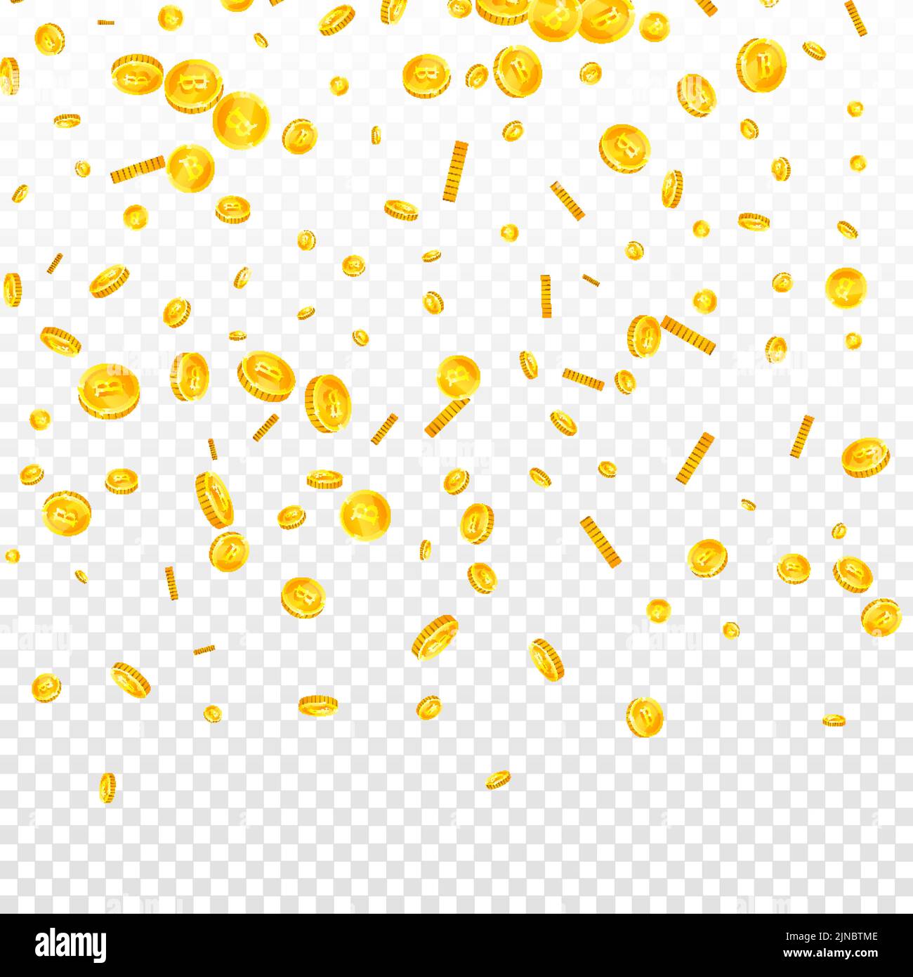 Thai baht coins falling. Gold scattered THB coins. Thailand money ...