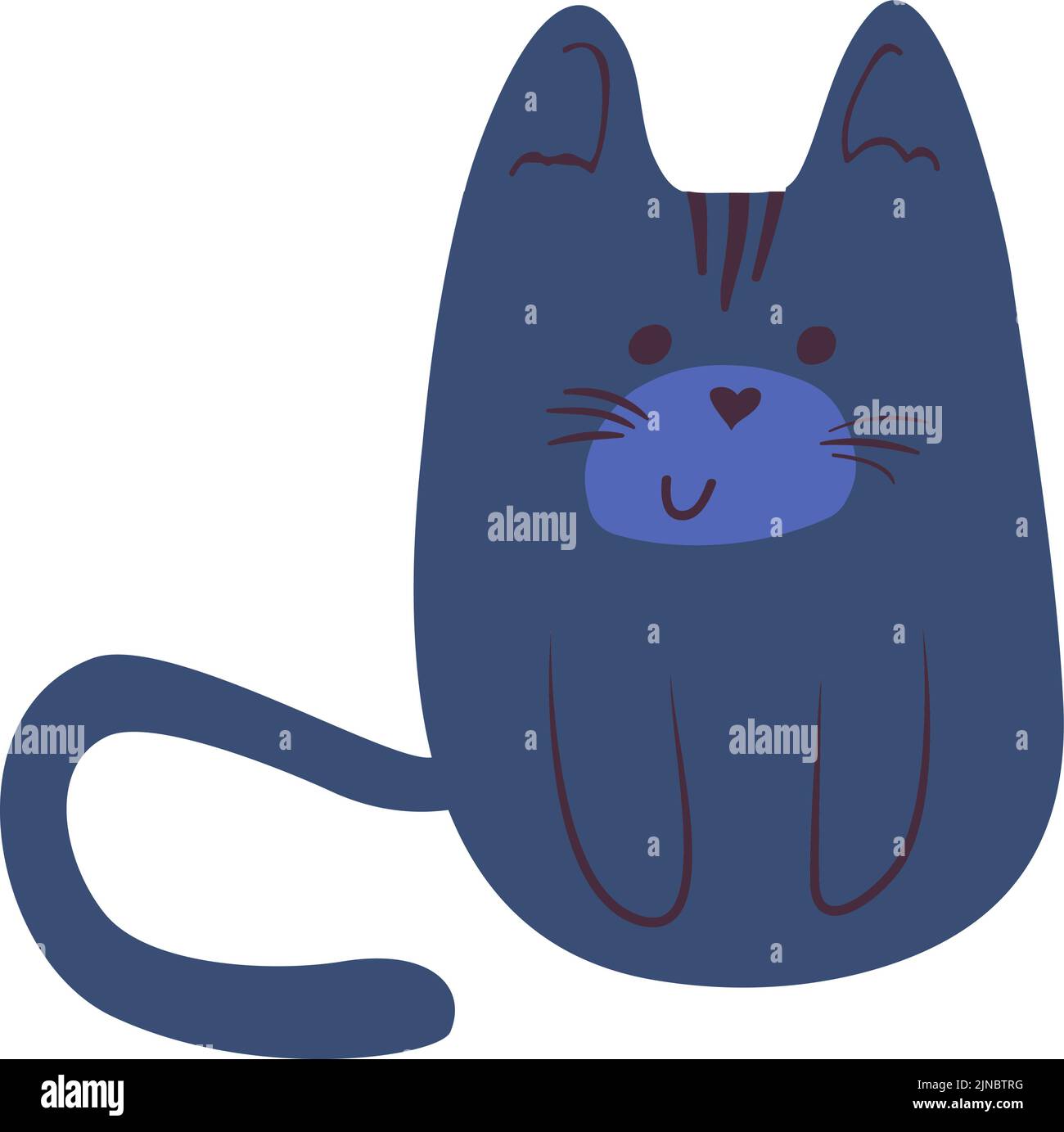 Flat blue cartoon cat simple illustration Stock Vector Image & Art - Alamy