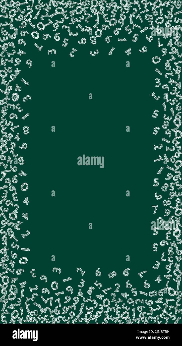 Falling handdrawn chalk numbers. Math study concept with flying digits ...