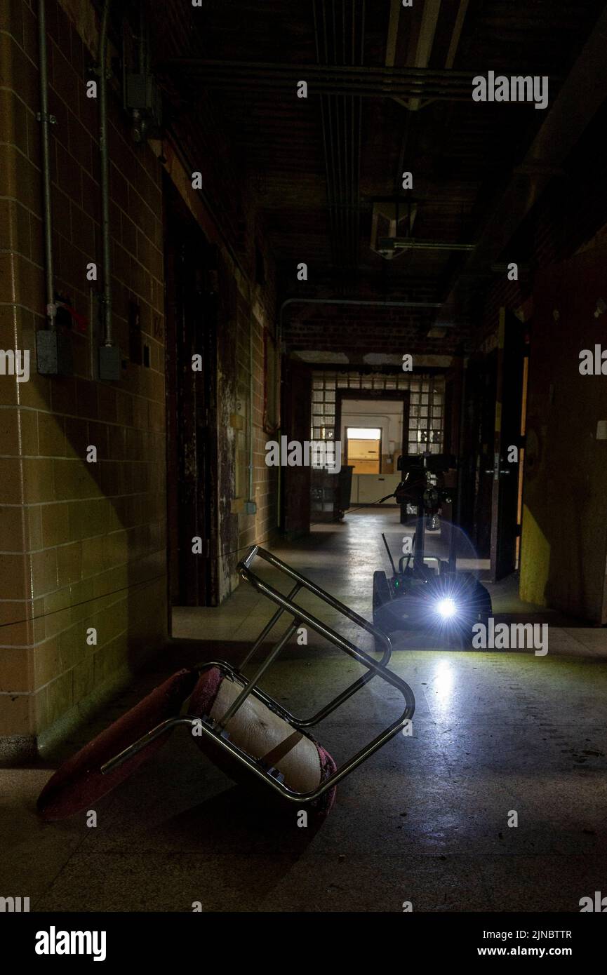 A robotic platform navigates an improvised explosive device obstacle ...