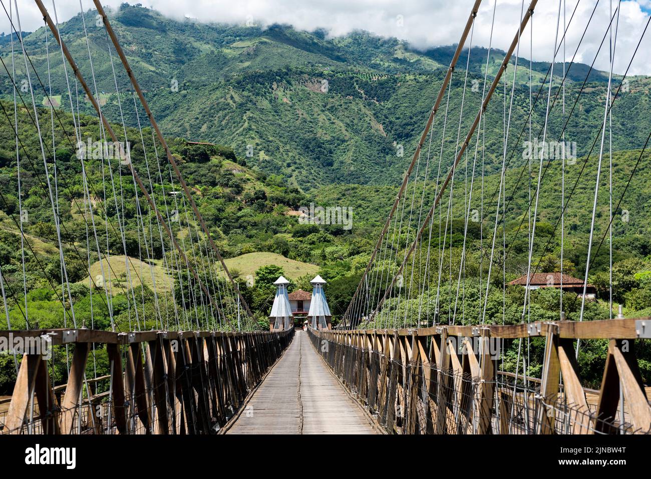 Old western bridge over Cauca river in Santa Fe de Antioquia, Colombia ...