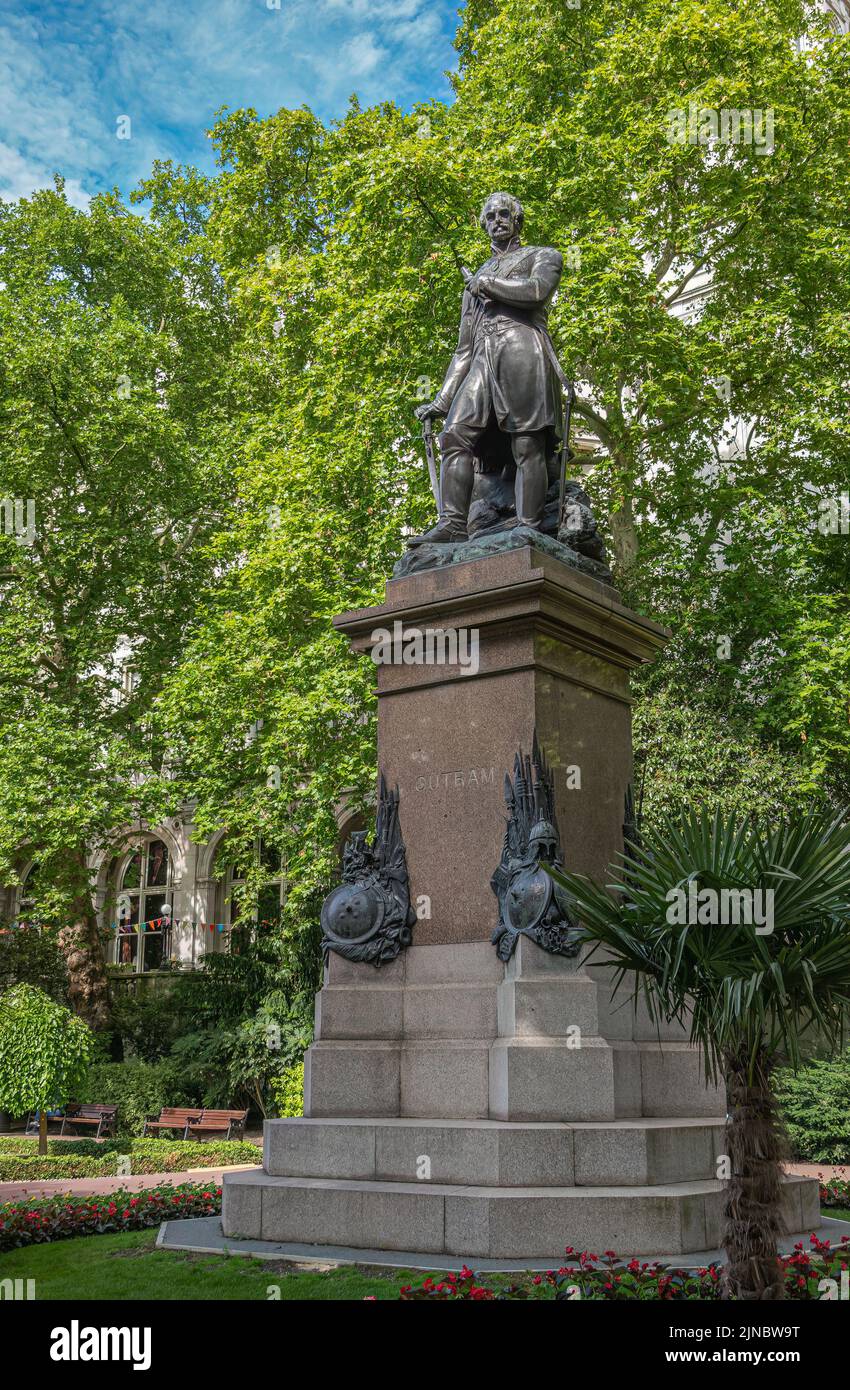 London, UK- July 4, 2022: Closeup of Sir James Outram statue in ...