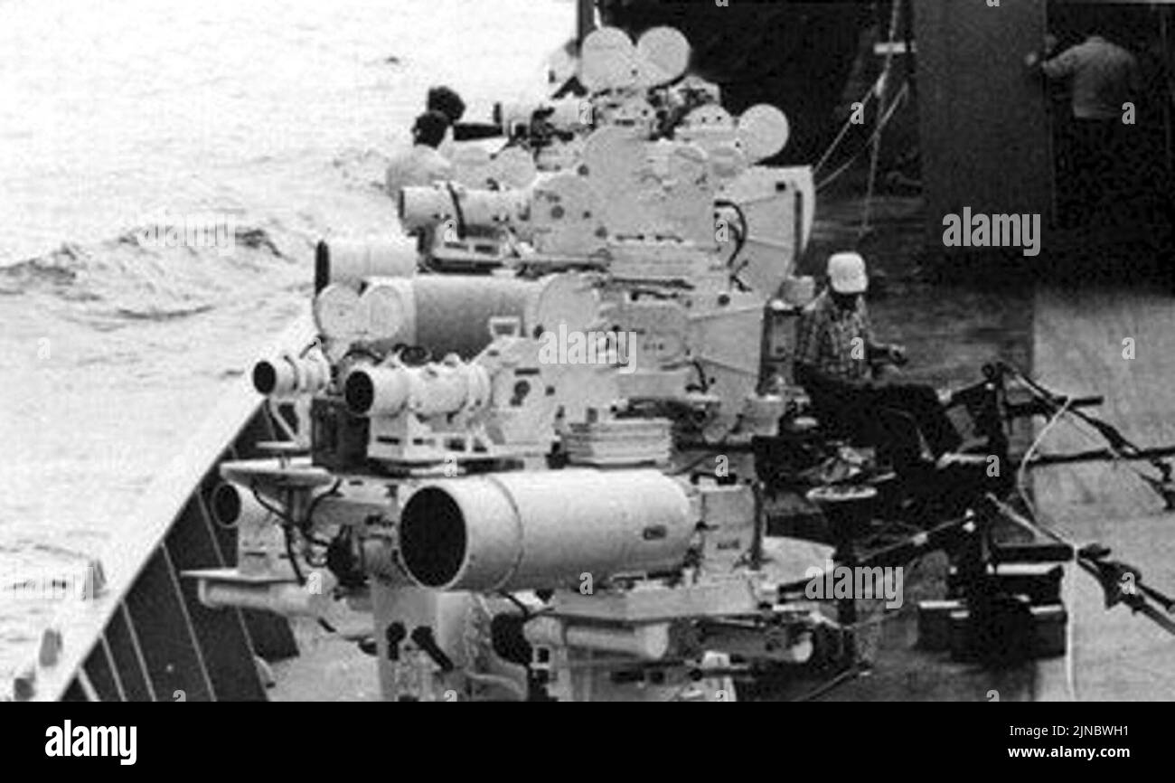 Test equipment on USS Compass Island (AG-153) in 1977 Stock Photo - Alamy